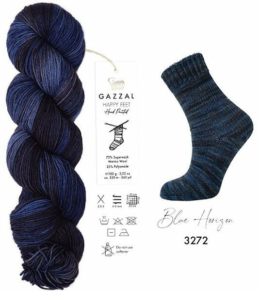 Пряжа Gazzal HAPPY FEET 3272 синий принт (1 моток)