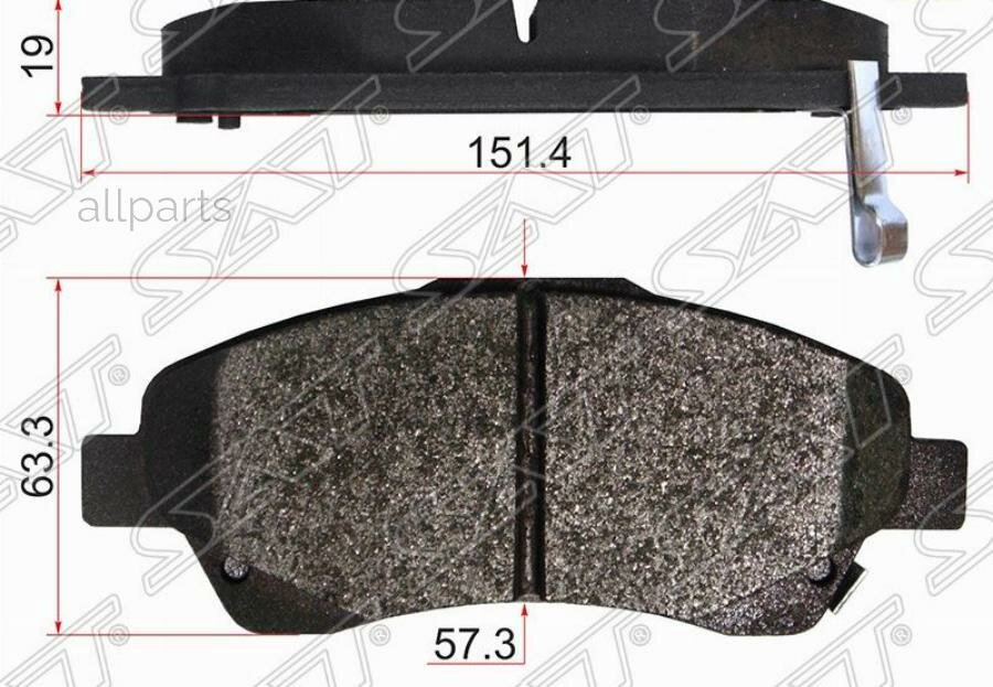 SAT ST-04465-05170 Колодки тормозные (Спереди) Toyota Avensis (T250) 03-08 / Corolla Verso 04-09