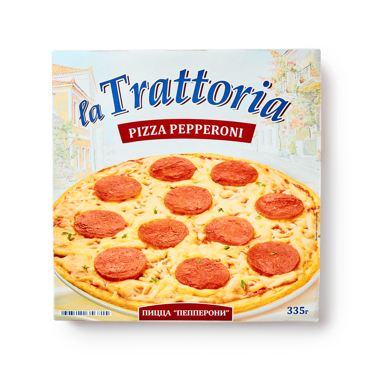 Пицца La Trattoria "Пепперони", замороженная, 335 г, коробка картонная