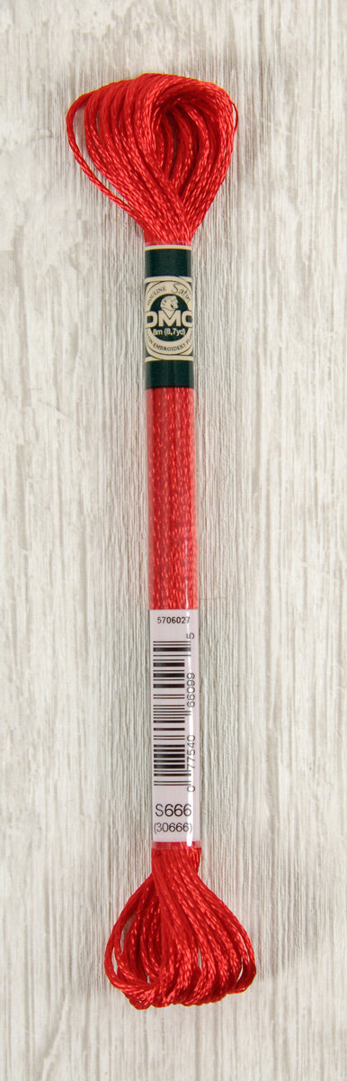 Мулине "DMC" Сатин 100% 100% вискоза 8 м №S0666 красный