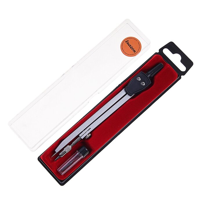 Циркуль металлический 150 мм в пластиковом пенале, с грифелем, 672289