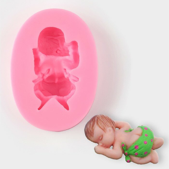 Молд для заливки 3D «Малыш», силикон, 6×4×2 см, розовый