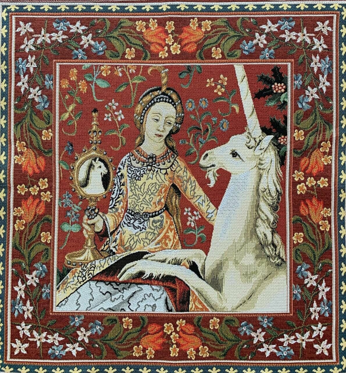Гобелен, средневековый гобелен без рамы 45х45 см / "Гармония зрения"