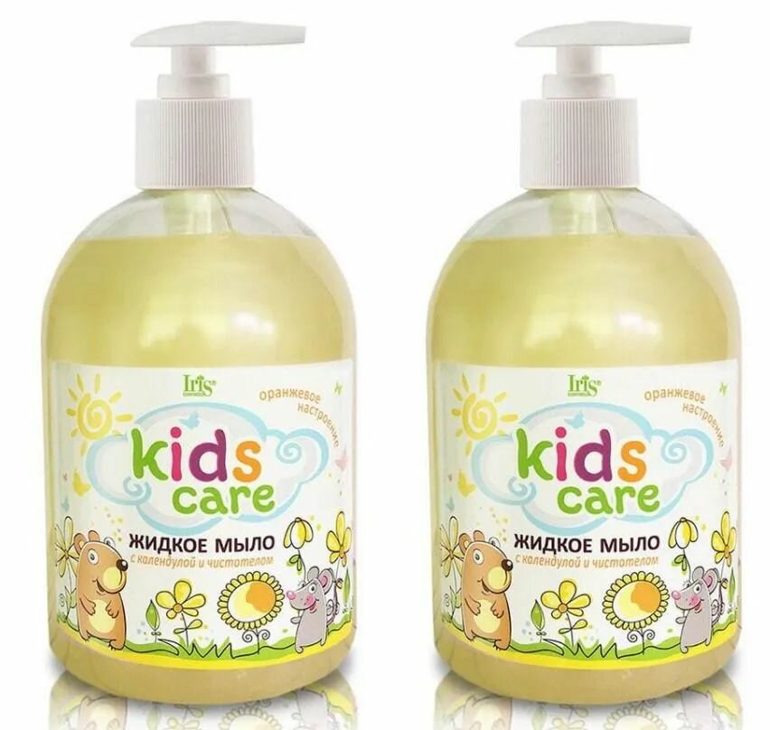Iris cosmetic Жидкое мыло, Kids Care, Календула и Чистотел, 500 мл, 2 уп
