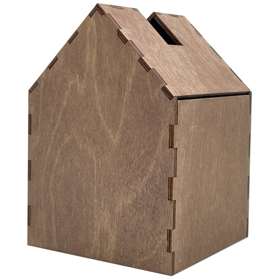 Диспенсер для бумажных салфеток в квадратной коробке, настольный, домик, цвет тик