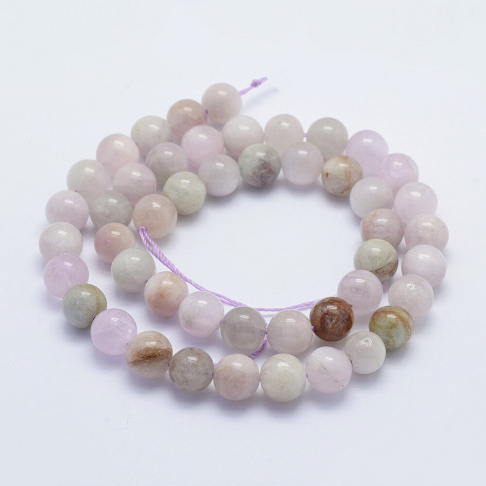 Бусины каменные, кунцит, 8мм, 25 шт, низка