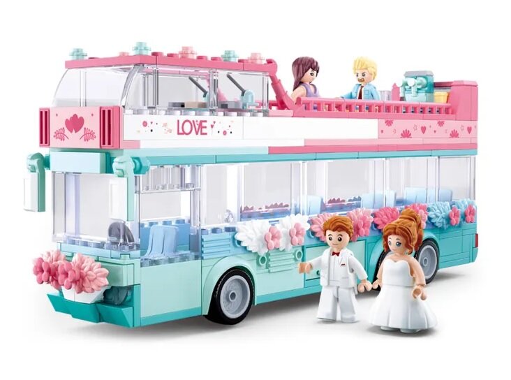 Конструктор SLUBAN Розовая мечта M38-B0769 Свадебный автобус (379дет, 4фиг.)
