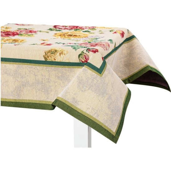 Скатерть-наперон Mix&match Home Королевский пион 7424, 100х100 см, гобелен, бежевая
