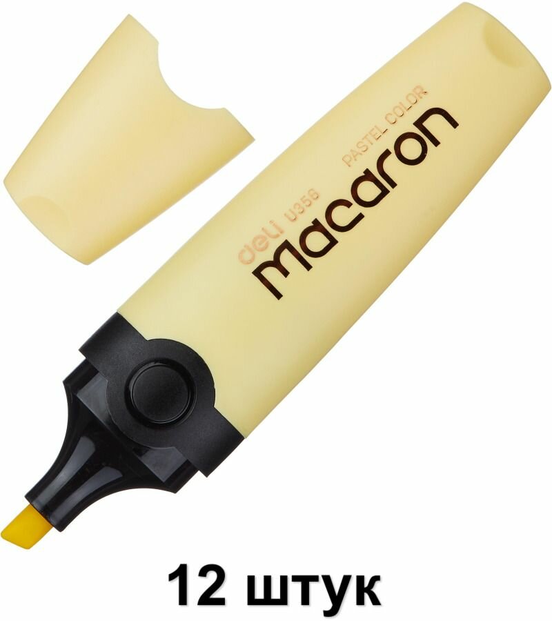 Deli Текстовыделитель Macaron, желтый, 1-5 мм, 12 шт