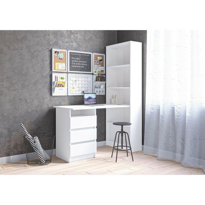 Стол письменный «Зара», со стеллажом, 750×1310×610 мм, цвет белый