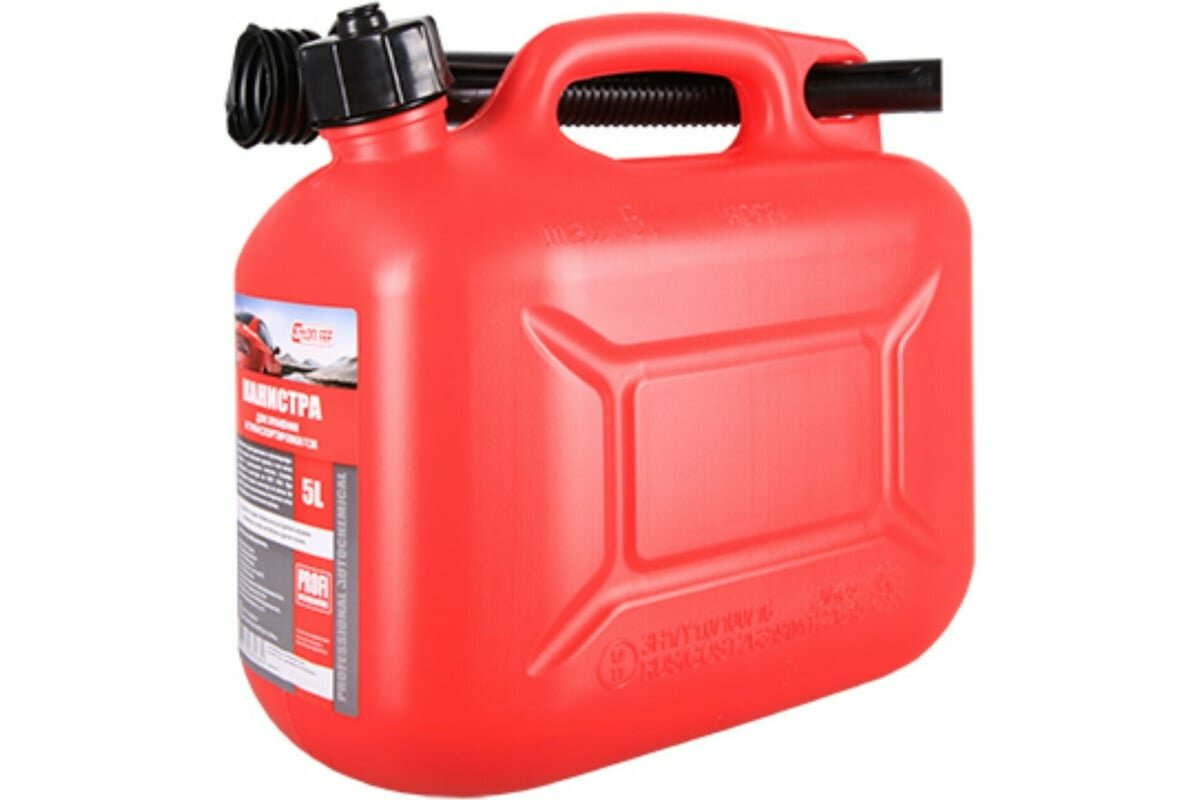 3ton Канистра 5л красная для топлива в комплекте с крышкой и лейкой 55297