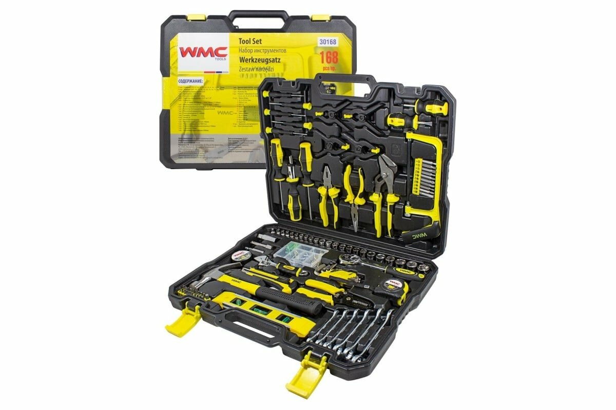 WMC TOOLS Набор инструментов 168 предметов 1/4', 3/8", 6гр, 4-19мм WMC-30168(50798)
