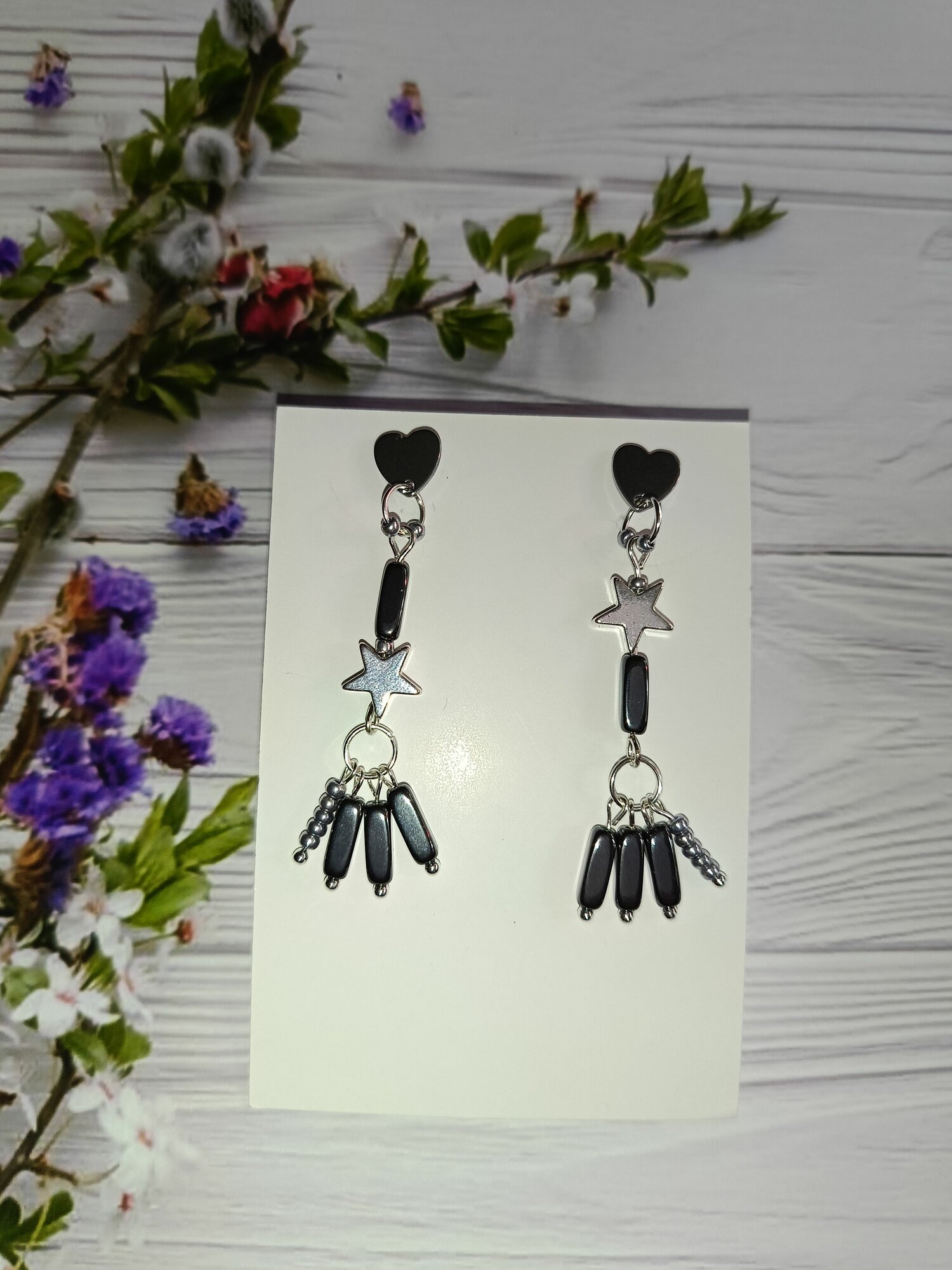 Серьги, гематит