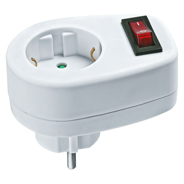 NAVIGATOR переходник с/з и выключателем белый для электрических цепей и техники