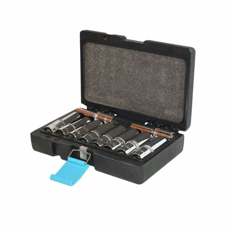 Набор торцевых многогранных (12 гранных) удлиненных головок 10-19мм 1/2" дюйма в кейсе AIST 409210 10 предметов под большую трещотку