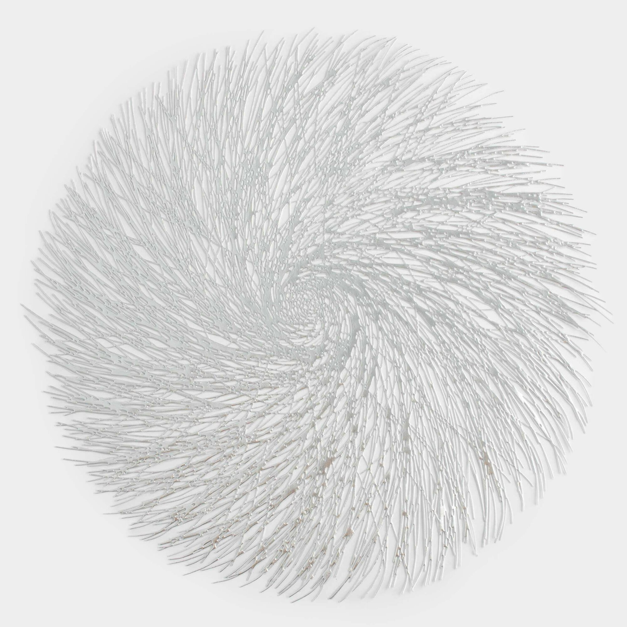 Салфетка под приборы, 38 см, ПВХ, круглая, серебристая, Azhur Grid, Kuchenland