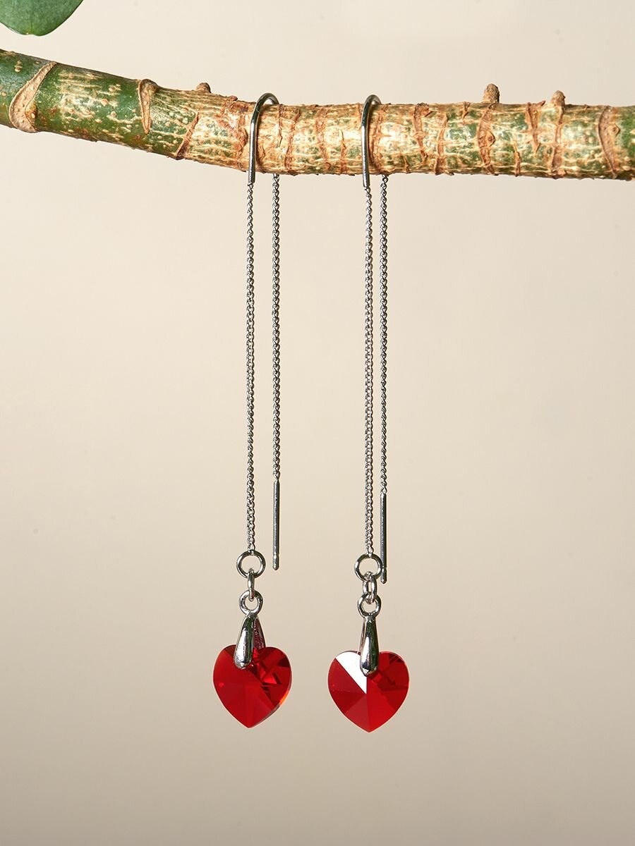 Серьги цепочки, стекло