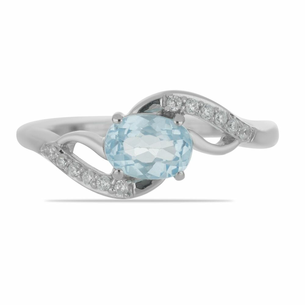 Кольцо, серебро, 925 проба, родирование, фианит, топаз