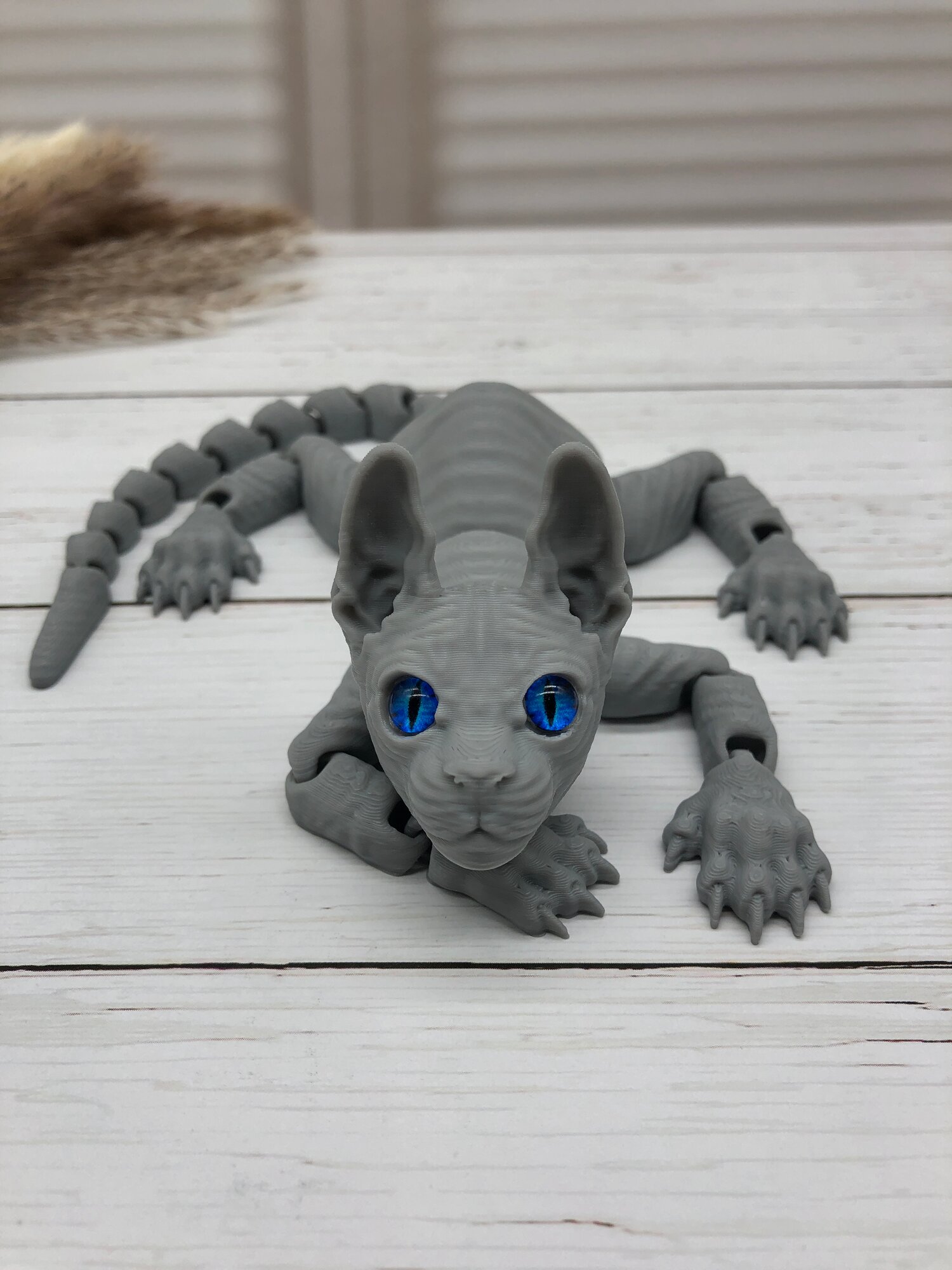 Игрушка-антистресс AnsovicoArt "Кот Сфинкс" (PLA, гипоаллергенная), интерактивная, серая