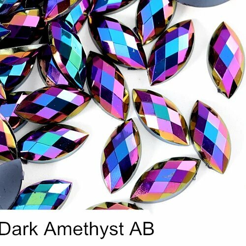 Акриловые стразы OLeeya "Конский глаз", 100 шт. Черный, 5x10mm--100pcs, Dark Amethyst AB