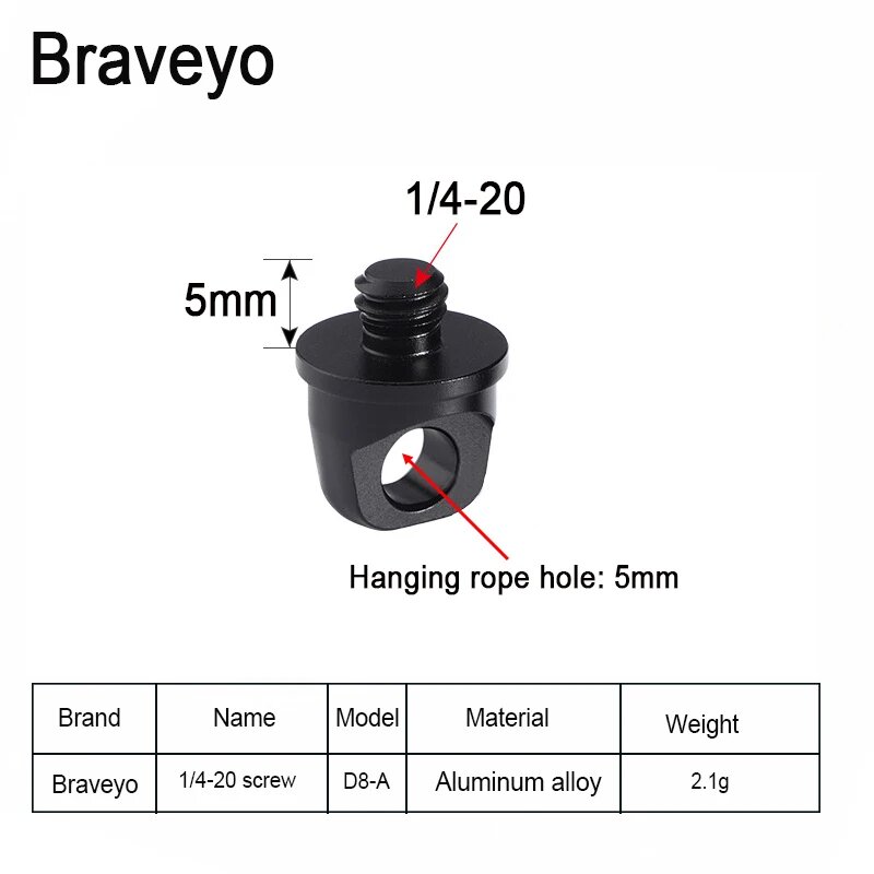Braveyo Адаптер быстросъёмного винта для монопода D8A 1PC