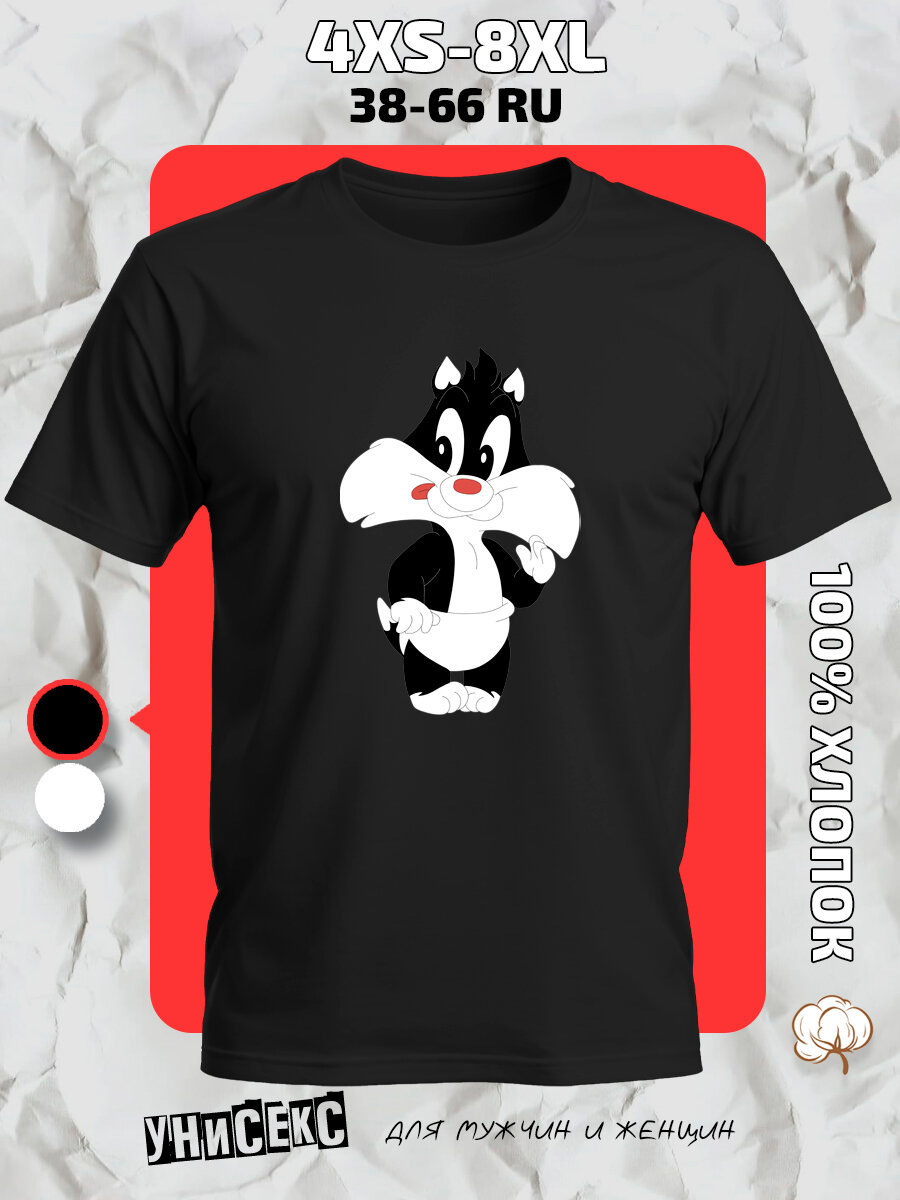 Футболка с принтом Baby Looney Tunes Бэби Луни Тюнз Sylvester Сильвестр