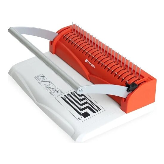 Переплетчик Гелеос БП-13+ бело-красный на пластиковую пружину, А4, ручная перфорация 13 листов, переплет макс до 500 л, глубина перфорации 2 мм