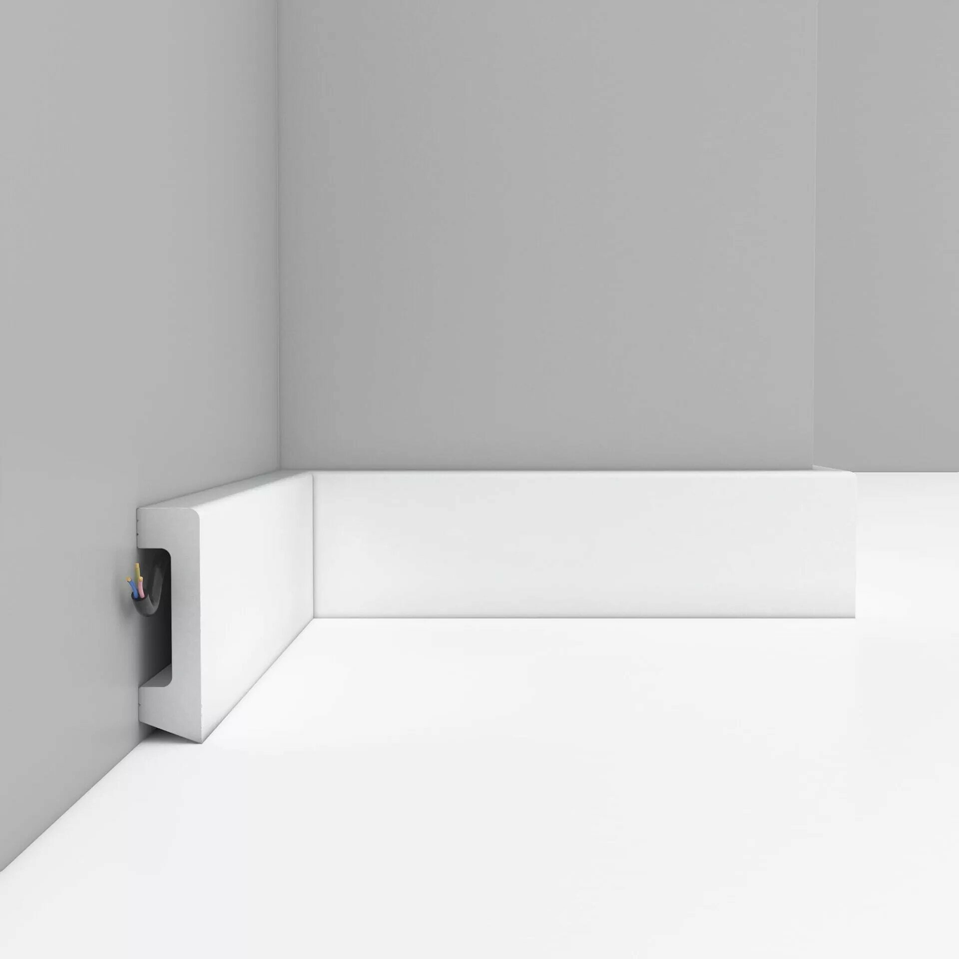 Плинтус дюрополимер напольный DECOMASTER (декомастер), 58х16х2000 мм, D234 ДМ белый