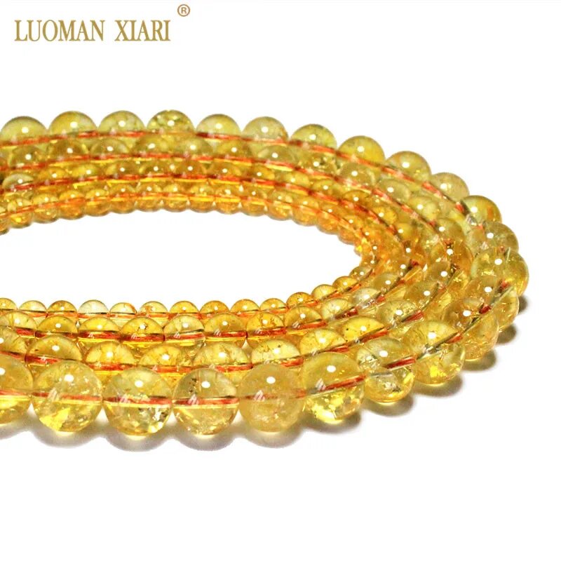 Бусины из натурального цитрина LUOMAN XIARI 6/8/10/12 мм 6mm about 63pcs
