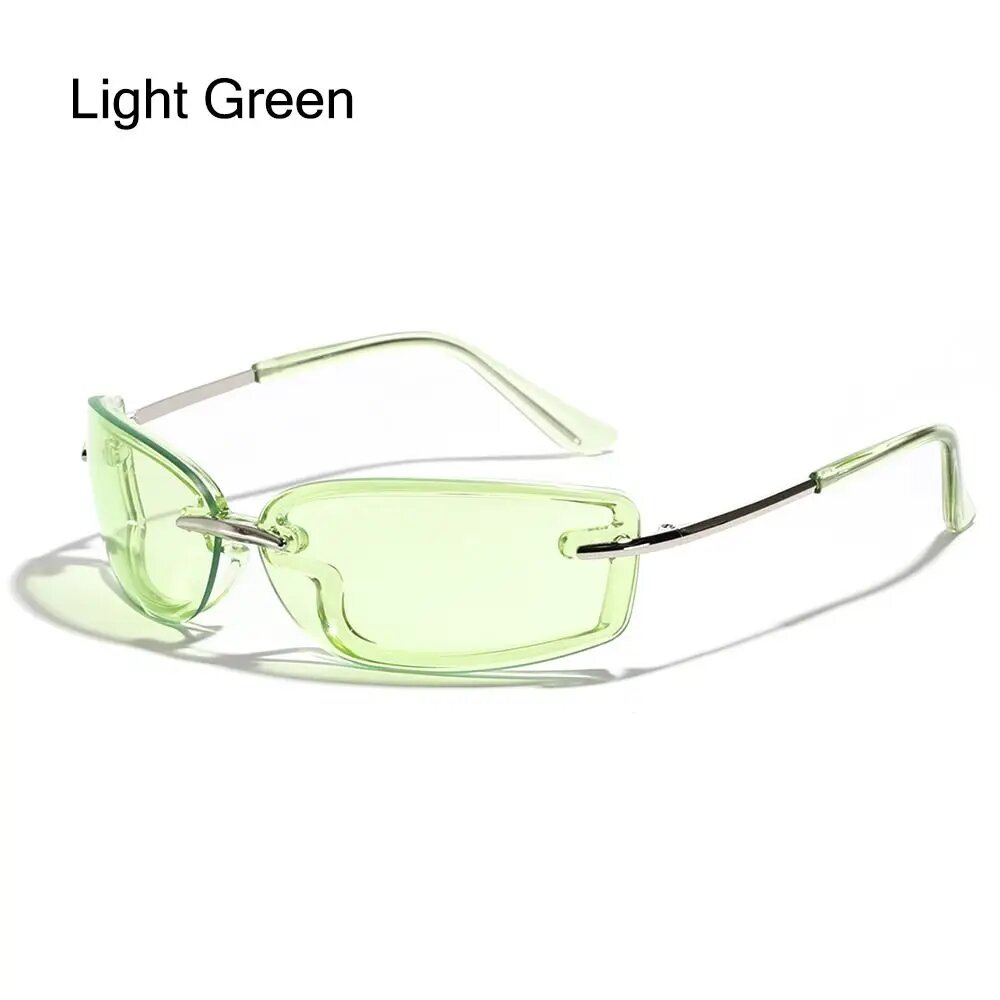 Красочные солнцезащитные очки Y2K с защитой UV400, солнцезащитные очки в стиле панк 2000-х годов, солнцезащитные очки для вождения/рыбалки Зеленый, Light Green