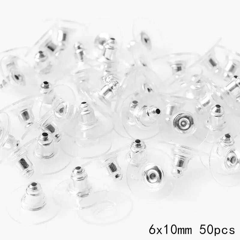 Застежки для сережек-гвоздиков металлические 300 шт Белый, White 50pcs
