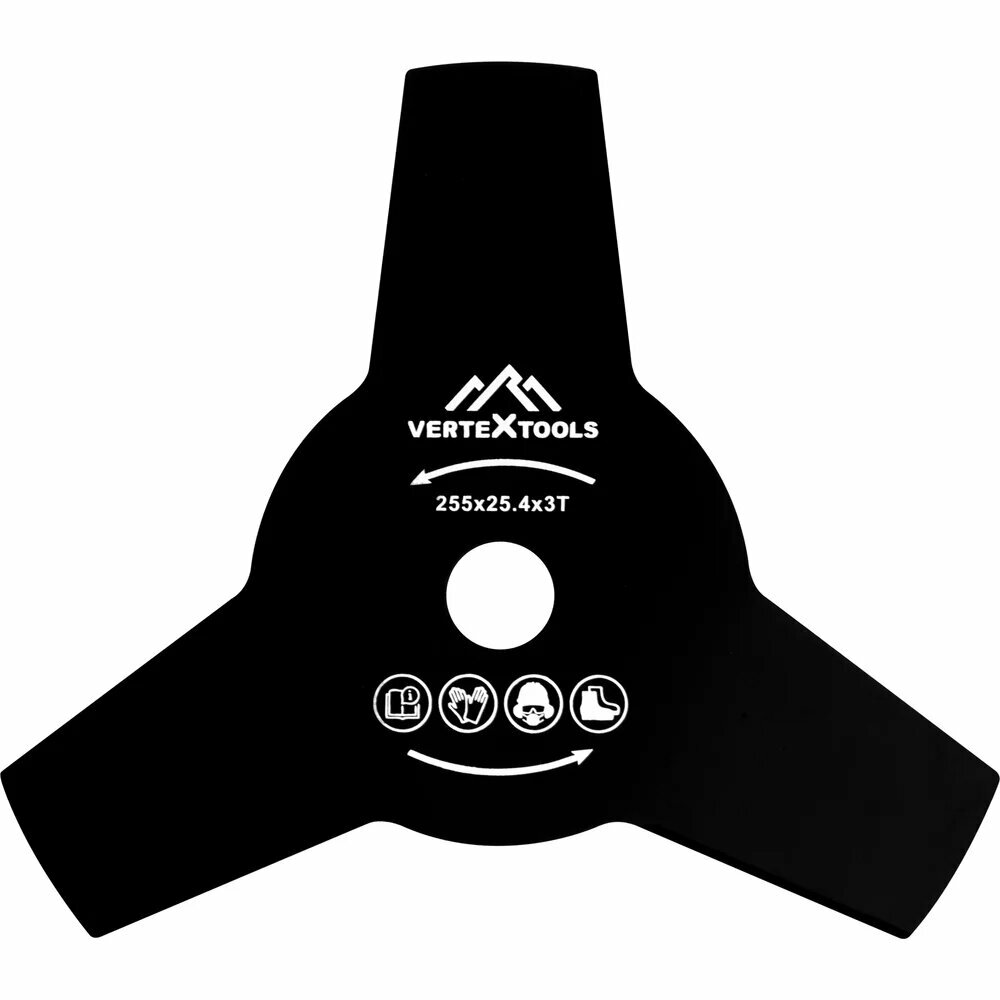 Диск для триммера VERTEX 255х25.4 мм vertextools YK-B006, трехлопастный металлический, универсальный для бурьяна