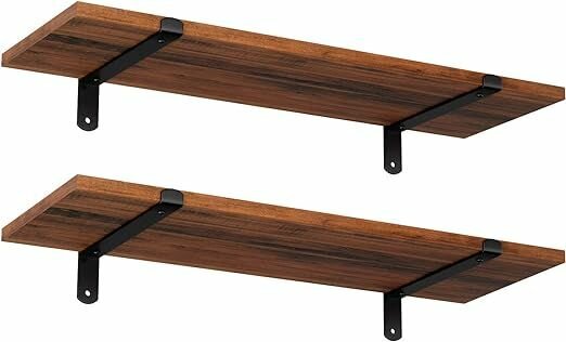 Комплект полок SONGMICS - настенные полки, в стиле ретро, 2 шт, 60 x 20 x 7 см, коричневый и черный, LWS04NB