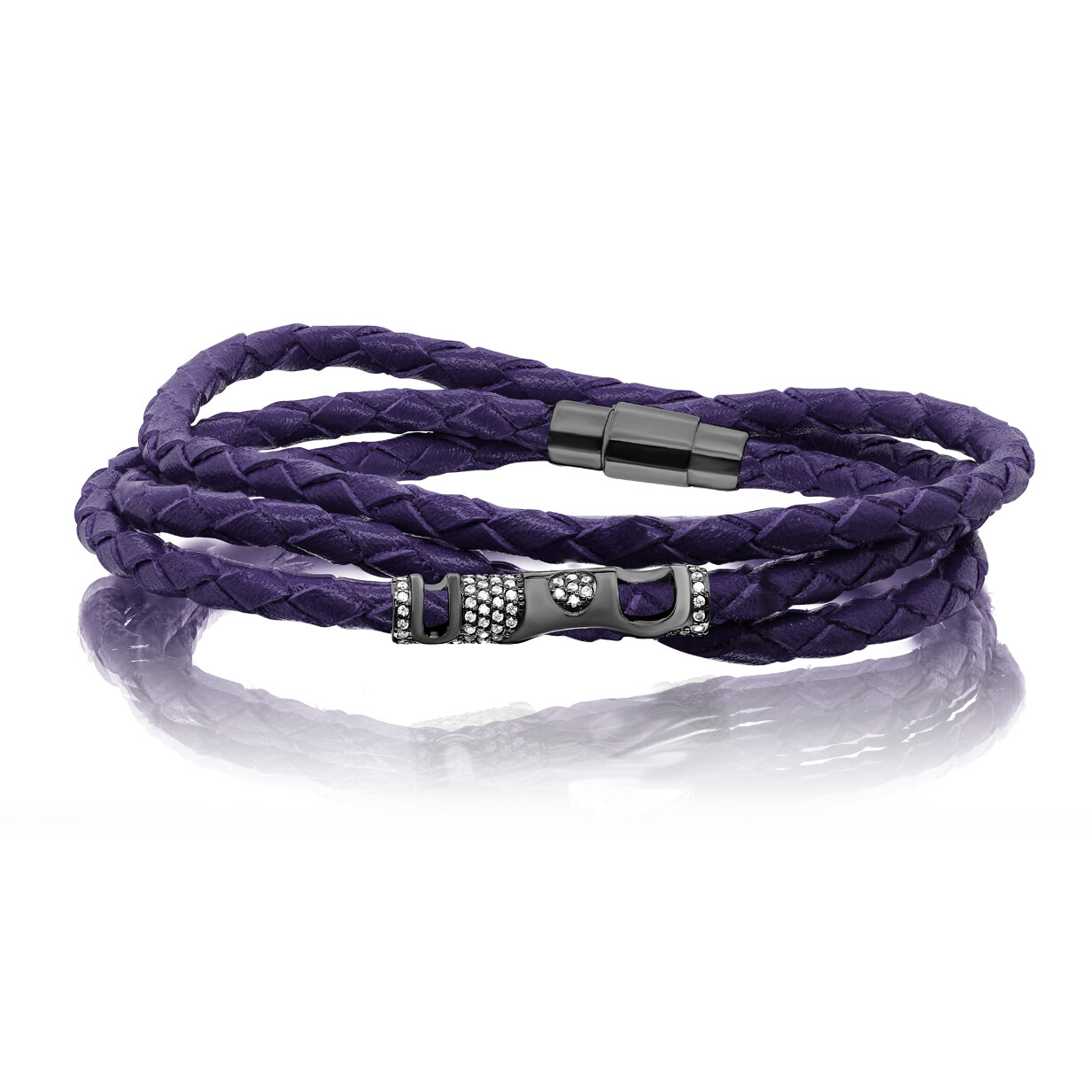 Браслет-цепочка, серебро, 925 проба, родирование, фианит