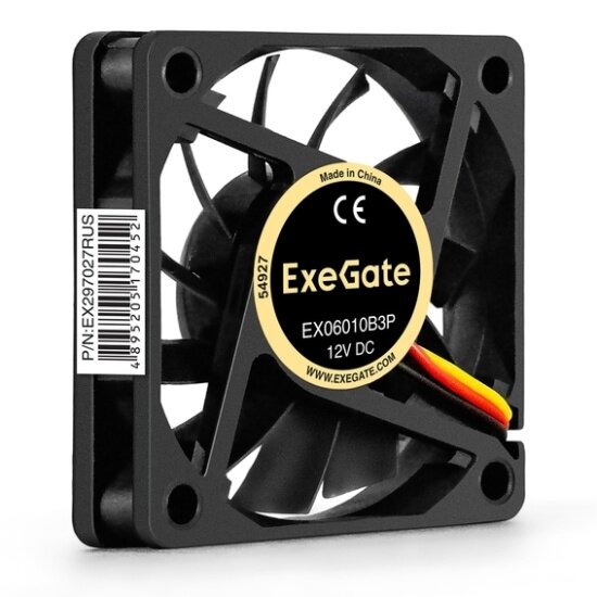 Вентилятор для корпуса Exegate EX06010B3P 12В DC 60x60x10мм 3pin (EX297027RUS)