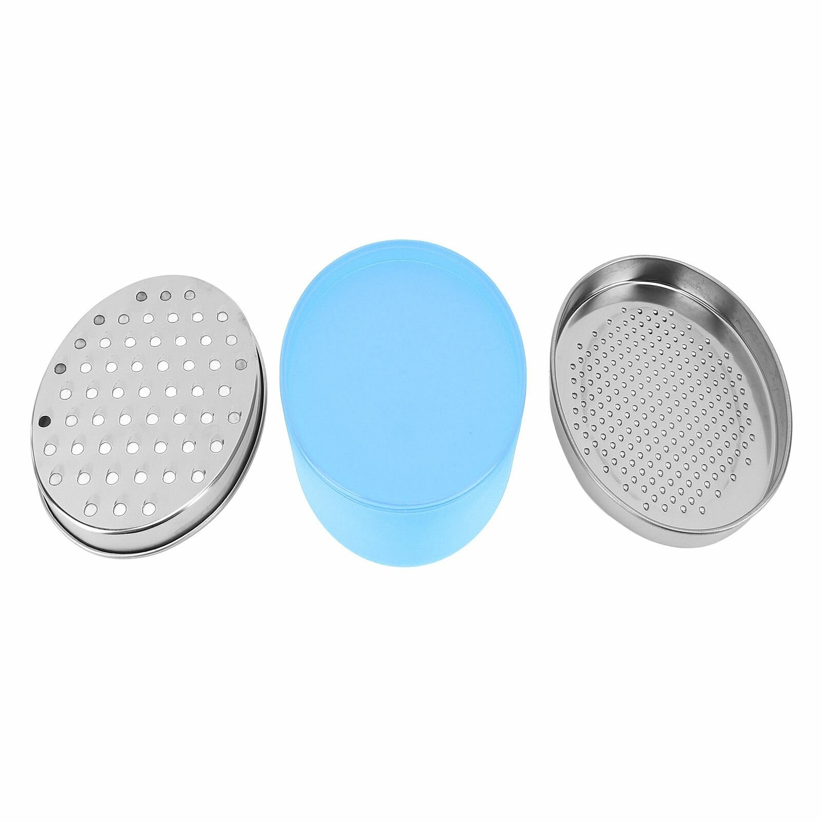 Терка для сыра, двусторонняя терка из нержавеющей стали, портативный измельчитель пищевых продуктов с контейнером для хранения продуктов для имбиря, редиса, синего цвета