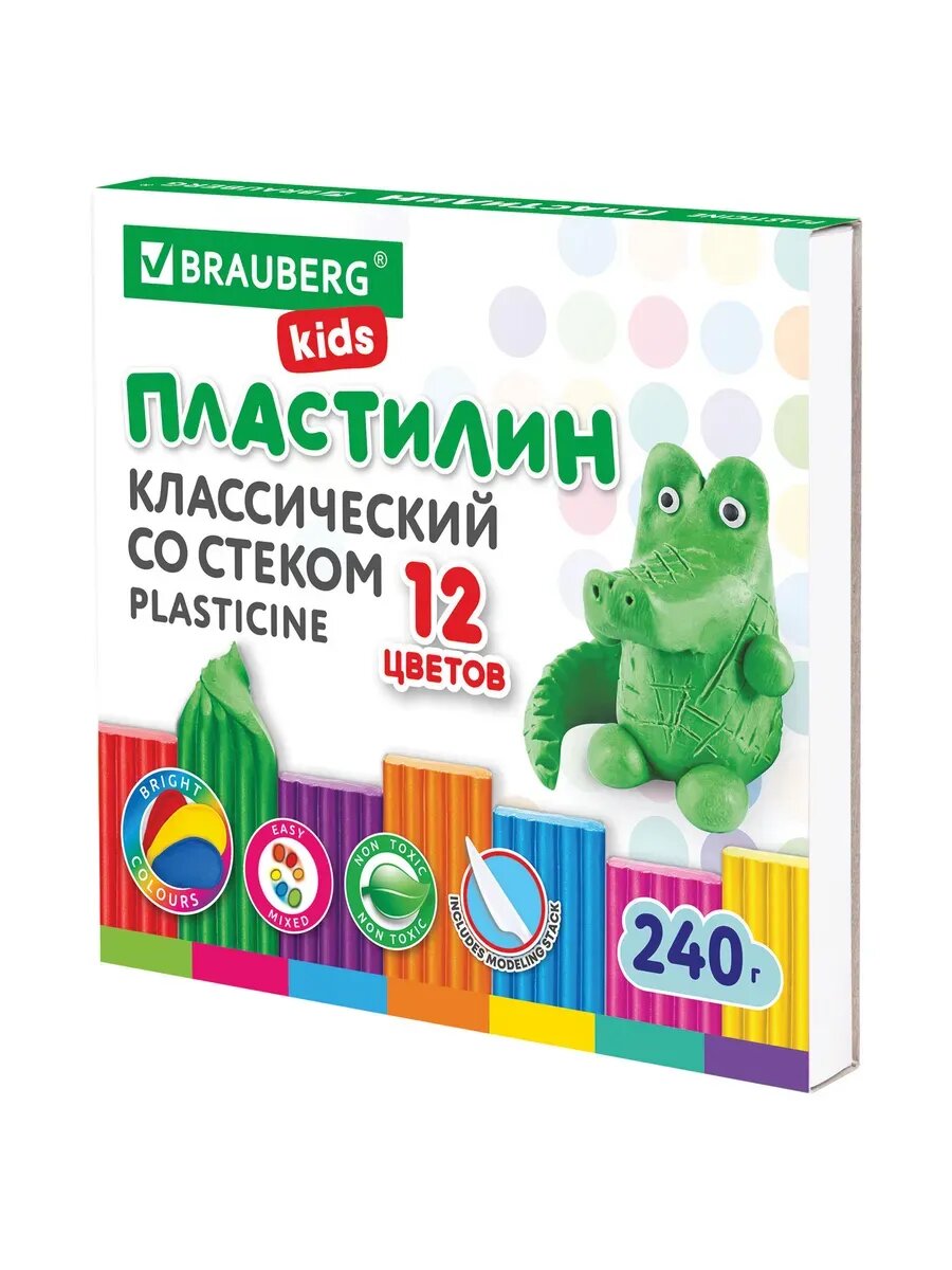 Пластилин классический, 12 цветов, 240 г