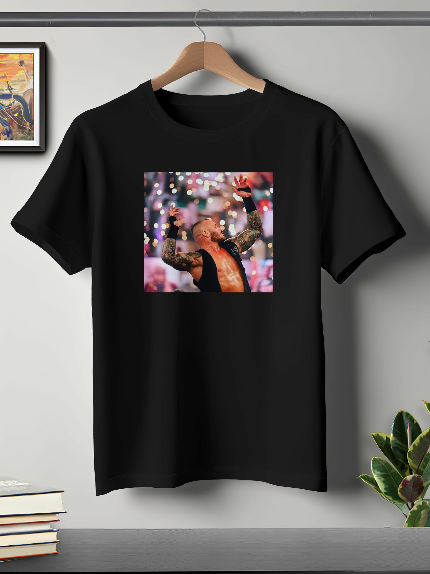 Футболка ONEQ унисекс 40-42 (XXS) размер с принтом Рэнди Ортон, черная