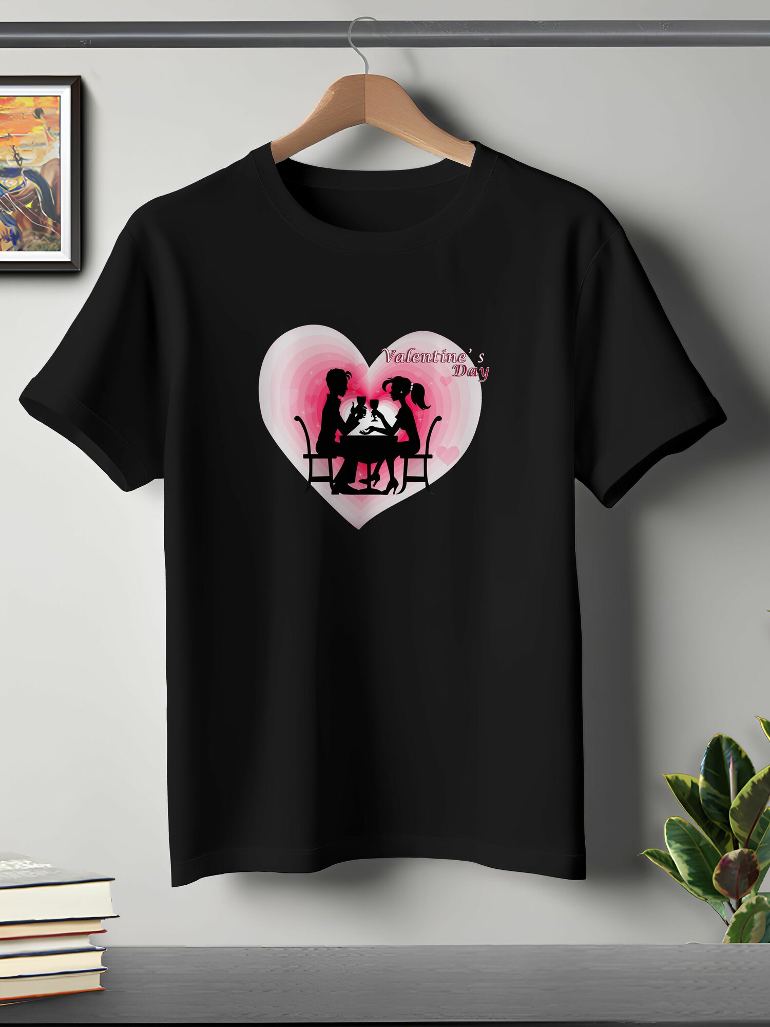 Футболка ONEQ унисекс 52-54 (XXL) размер с принтом День Святого Валентина, черная