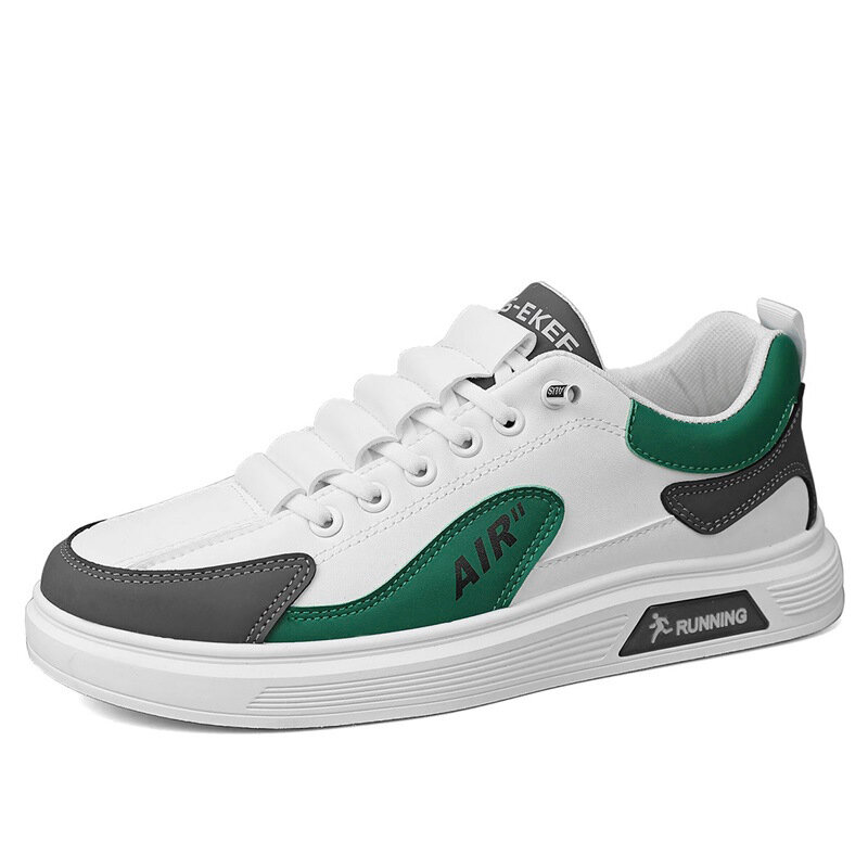 Кроссовки кожаные больших размеров с цветными блоками, низкие, на плоской подошве, со шнуровкой, для мужчин, размеры 38-48