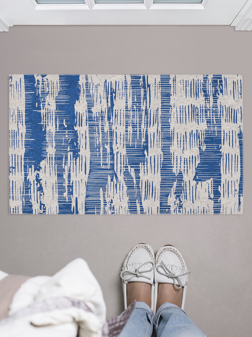 Коврик придверный в прихожую с принтом "Потертая ткань" 45 на 75 см , JoyArty