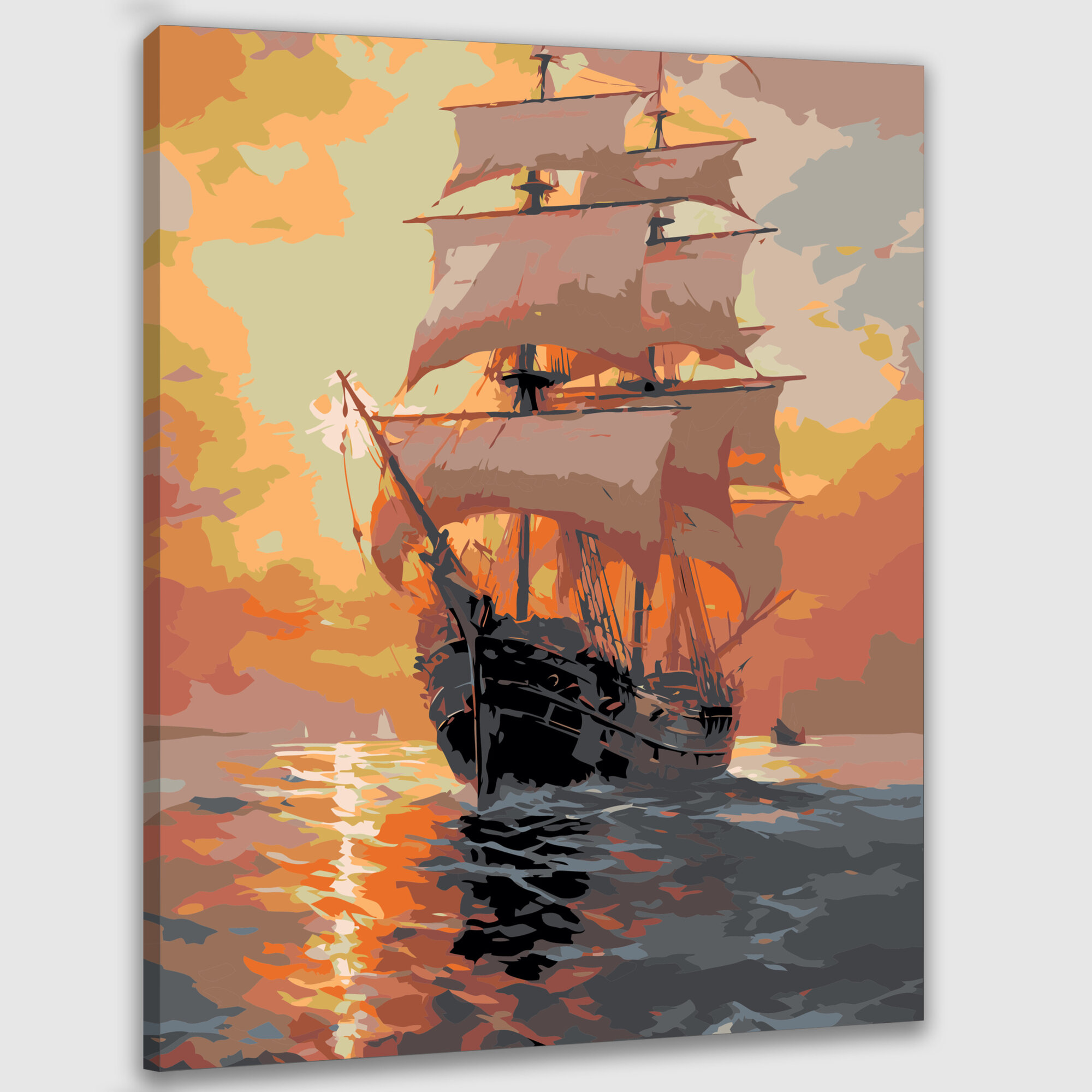 Картина по номерам 40x50 см, картина, масло, парусник, Санкт-Петербург, река, белые паруса, ветер, деревянный корпус