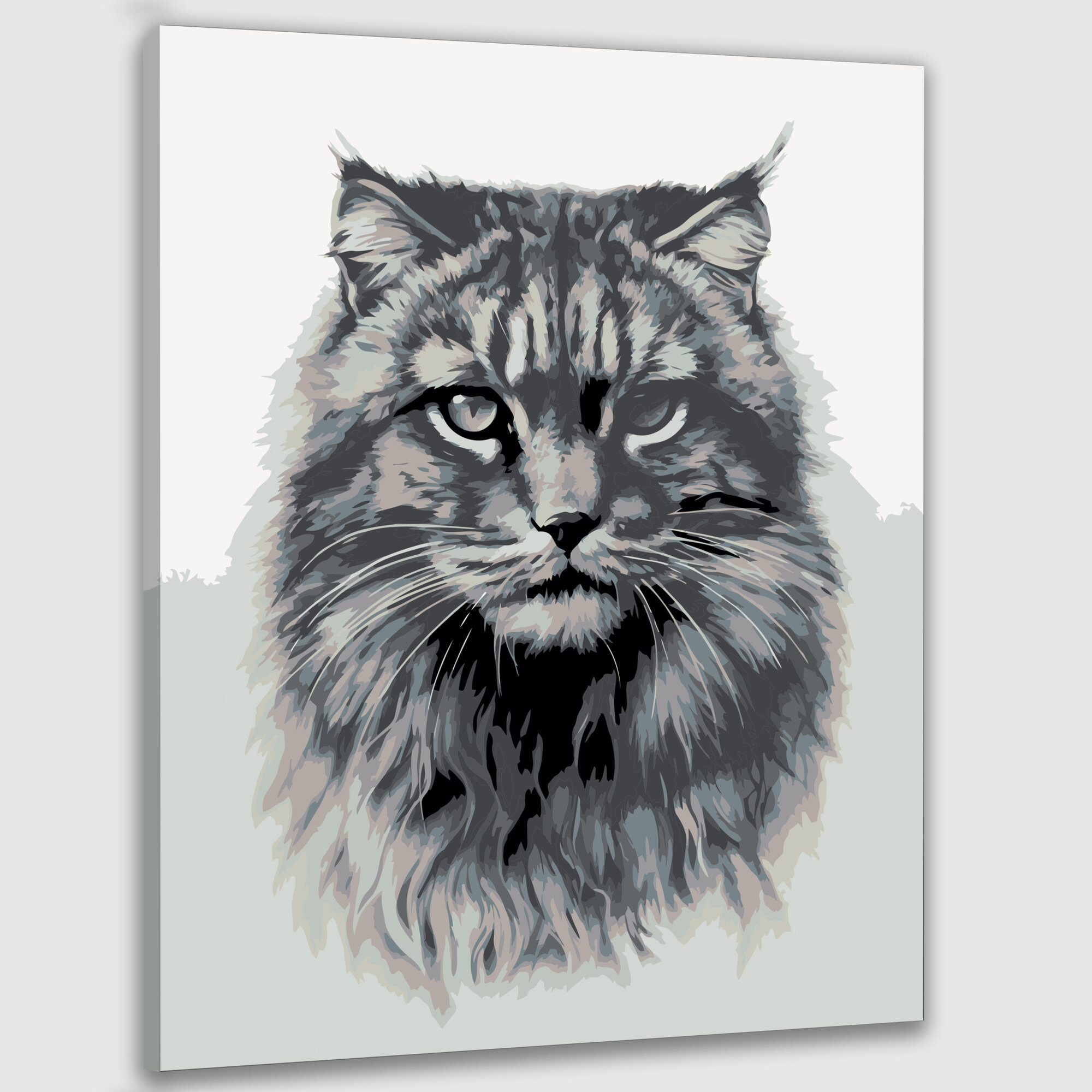 Картина по номерам 40x50 см, Манул, уголь, свет, тень, мех, размерность, игра, штрих, сила, властность