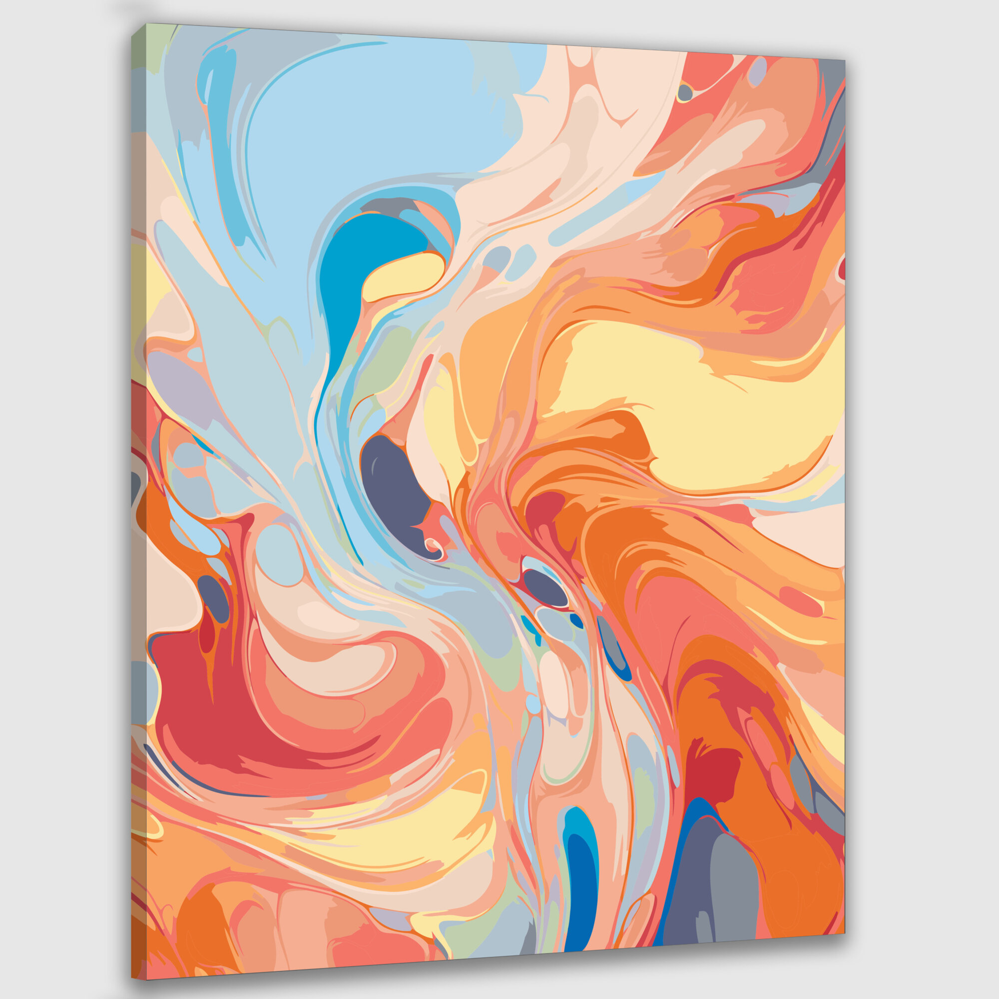 Картина по номерам 40x50 см, абстракция, цифровое искусство, живая сила творчества, яркие мазки кисти, энергичные цвета