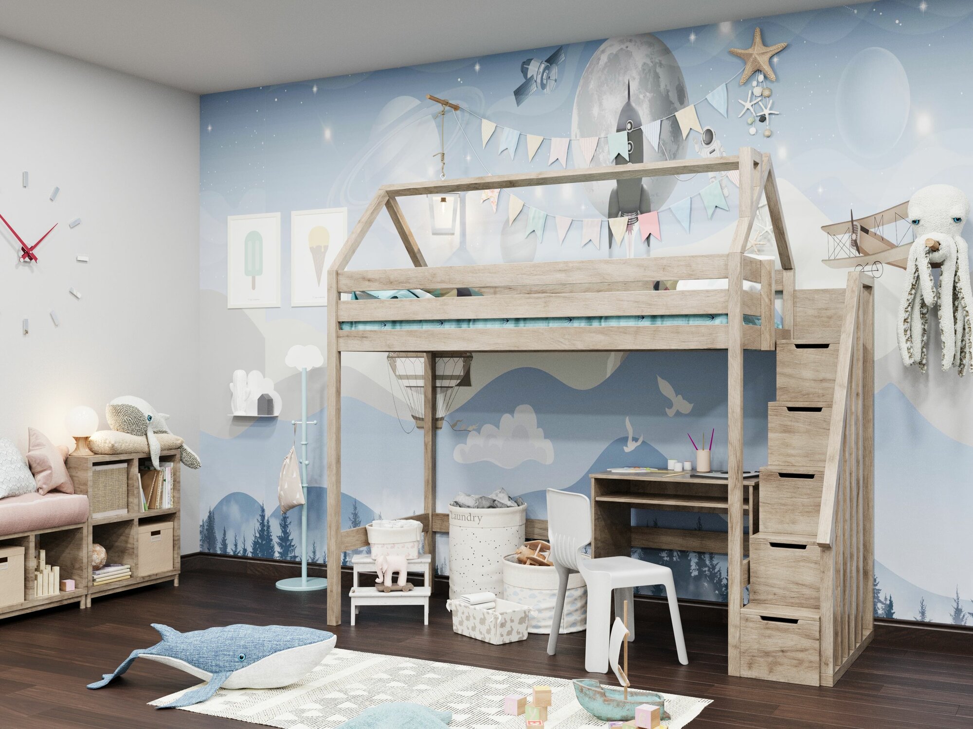 Кровать-чердак "Ступени"