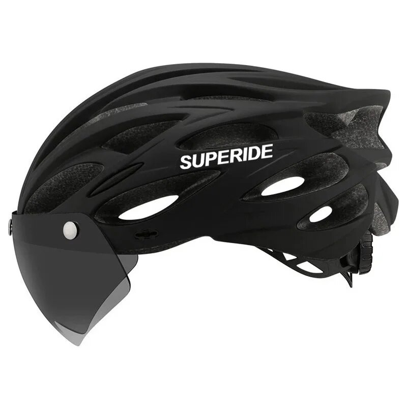 Велосипедный шлем Superide для взрослых Черный, Black 1 Lens