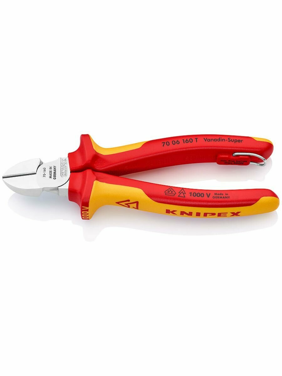 Бокорезы VDE, 160 мм, хром, 2-комп диэлектрические ручки, проушина для страховки