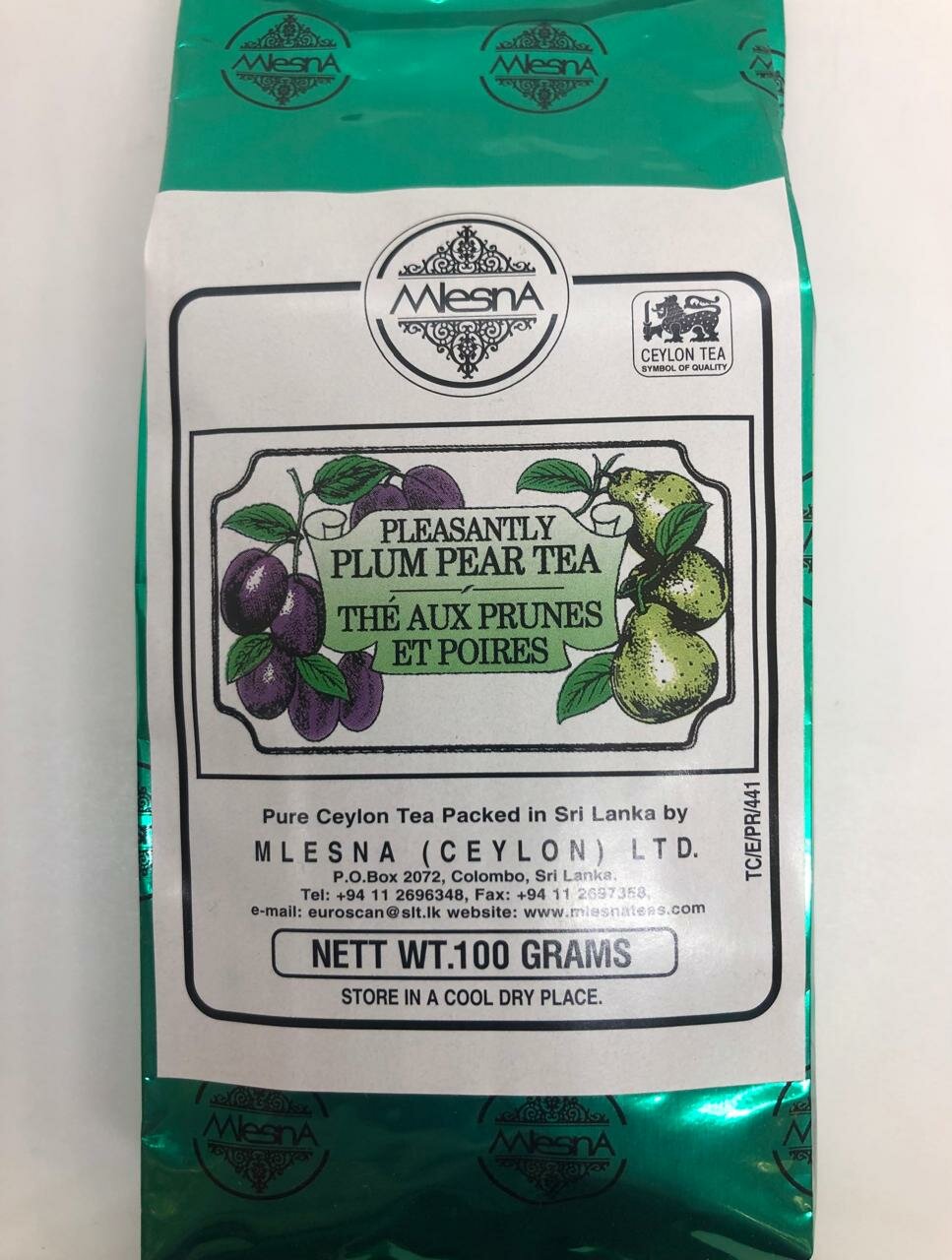 " Млесна" чай цейлонский черный листовой " Слива -Груша " ( со вкусом сливы и груши) 100 г