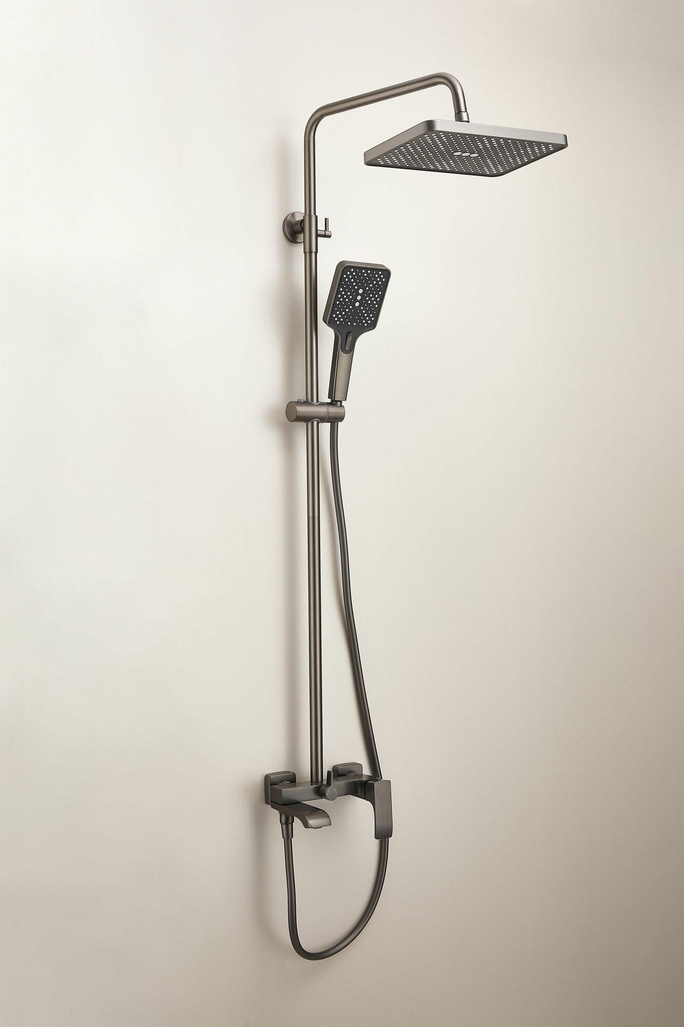 Душевой комплект с тропическим душем и смесителем, серый латунный Belz B24507-3
