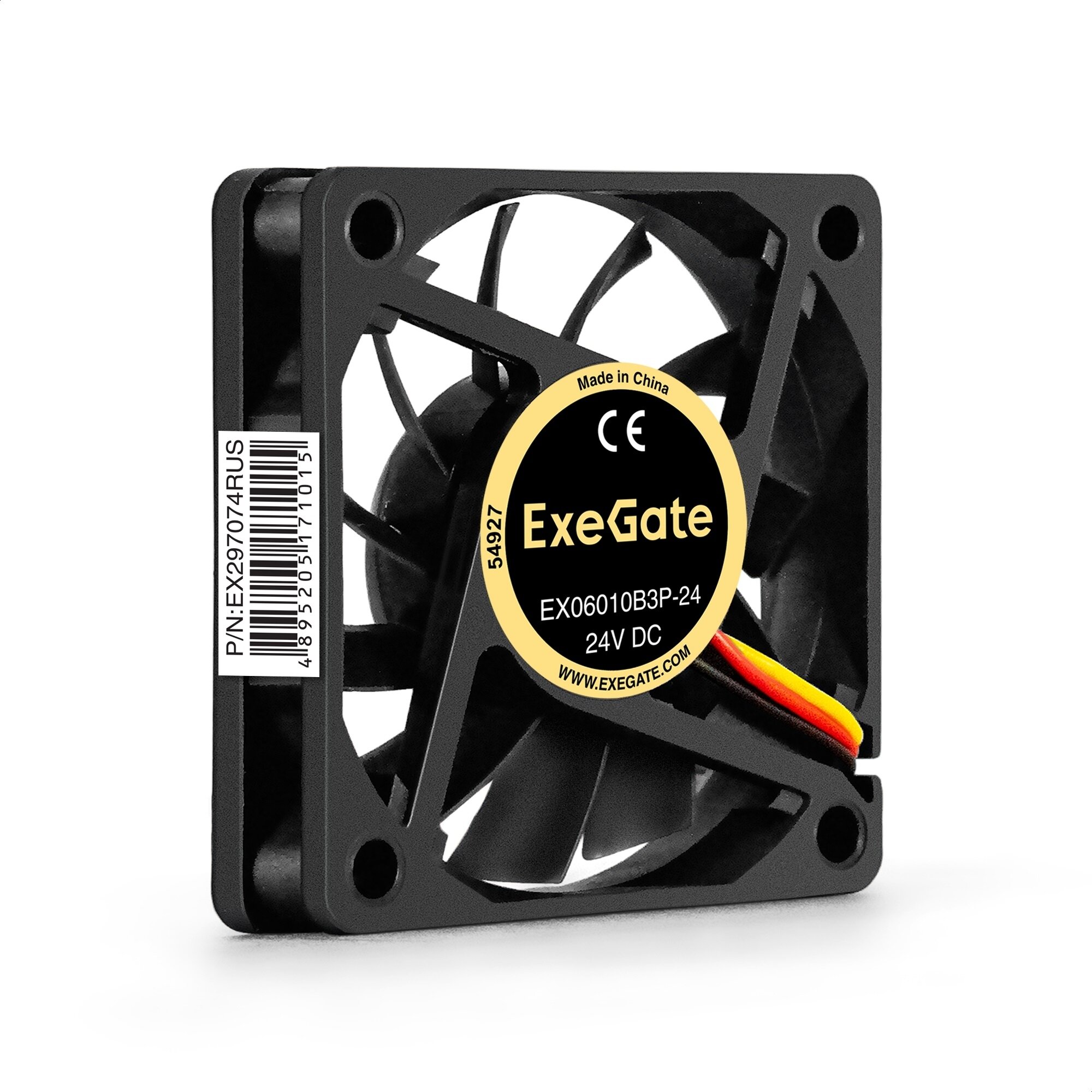 Вентилятор для корпуса ExeGate EX06010B3P-24 черный, 60 мм, 3200 об/мин, 24.1 дБ, 3 pin